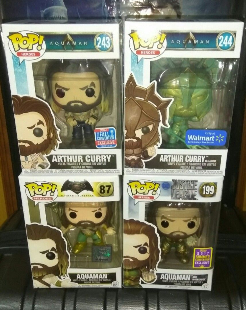 Arthur Curry, AC Patina, Aquaman BvS and Aquaman with Motherbox Justice League DC Funko Pop ...