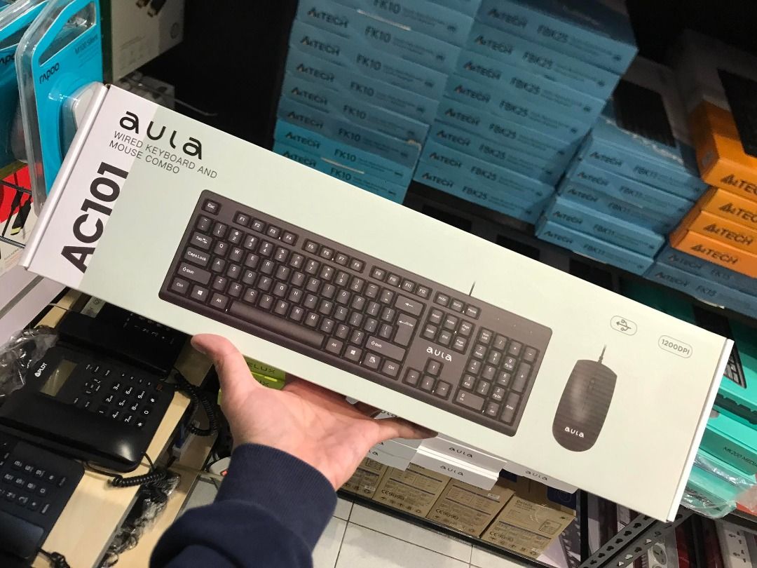 Aula AC101 Wired Keyboard and Mouse Combo Black, Computers & Tech ...