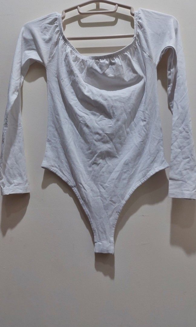 Basic White Bodysuit, Women's Fashion, Tops, Longsleeves on Carousell