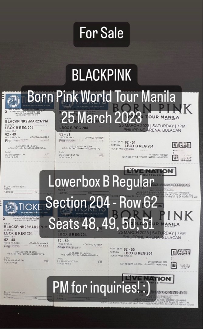 Blackpink Born Pink World Tour Tickets, Tickets & Vouchers, Event ...