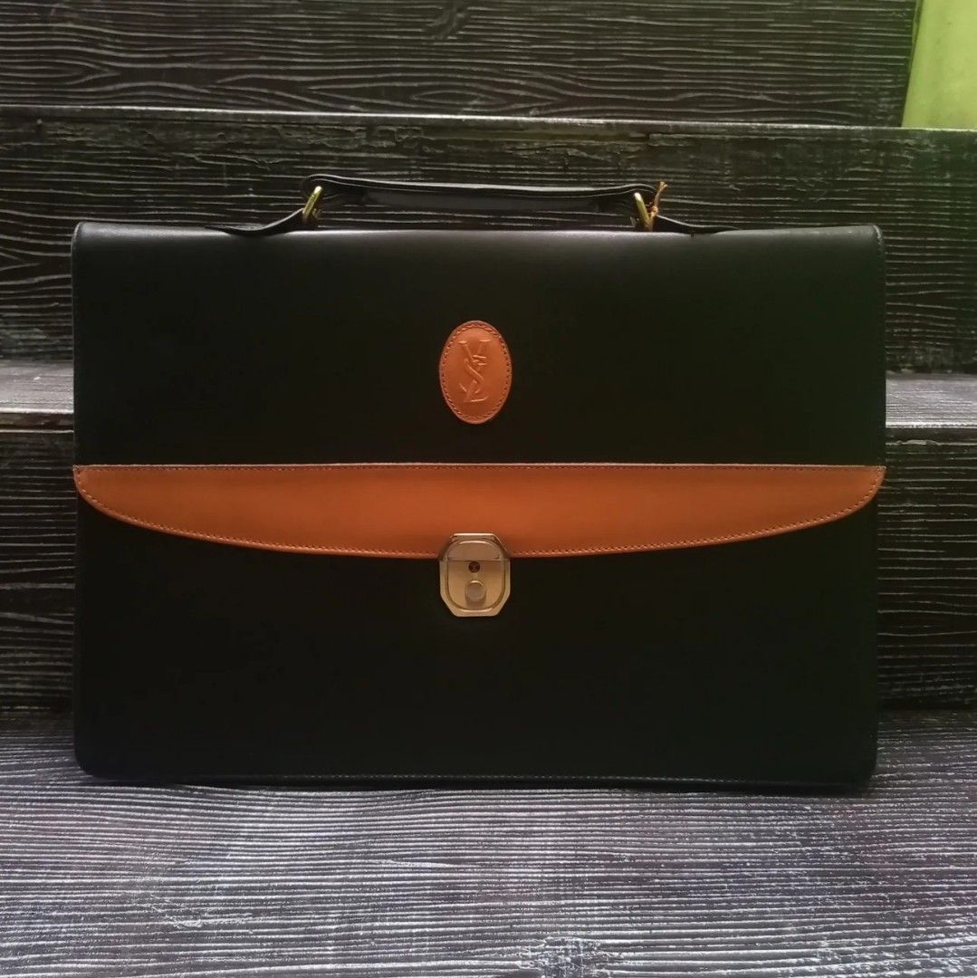 Briefcase vintage ysl laptop bag, Barang Mewah, Tas & Dompet di Carousell