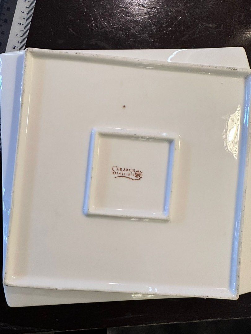 Cerabon White Square Plates 20x20, Furniture & Home Living, Kitchenware ...