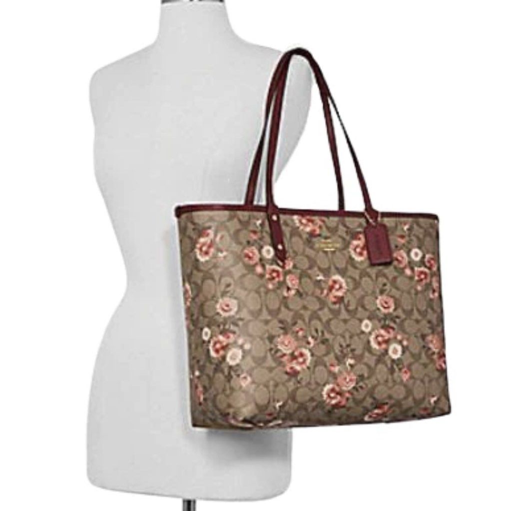Coach Reversible City Tote in Signature Canvas with Prairie Daisy Cluster F78279, Women's ...