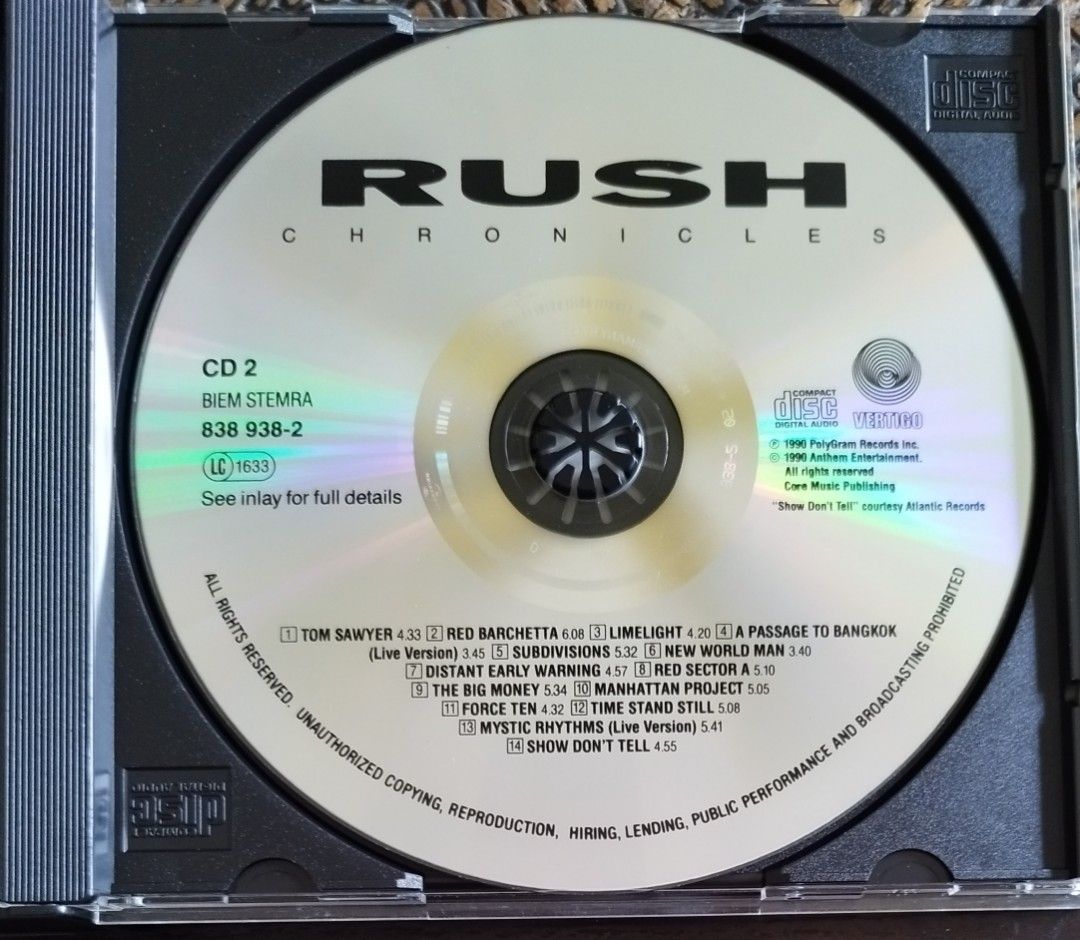 Early press 2cd Rush, Hobbies & Toys, Music & Media, CDs & DVDs on ...