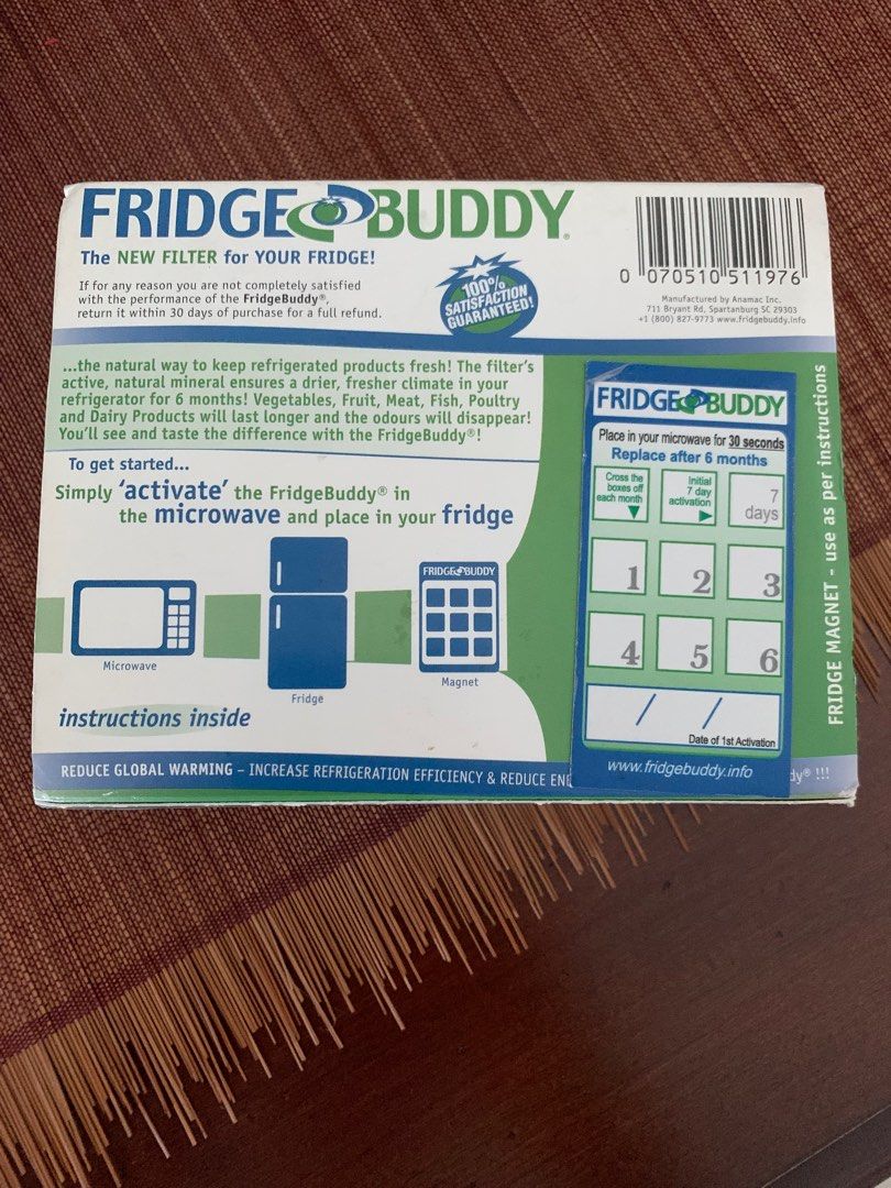 FridgeBuddy Refrigerator Filter Odor Control, Furniture & Home Living ...