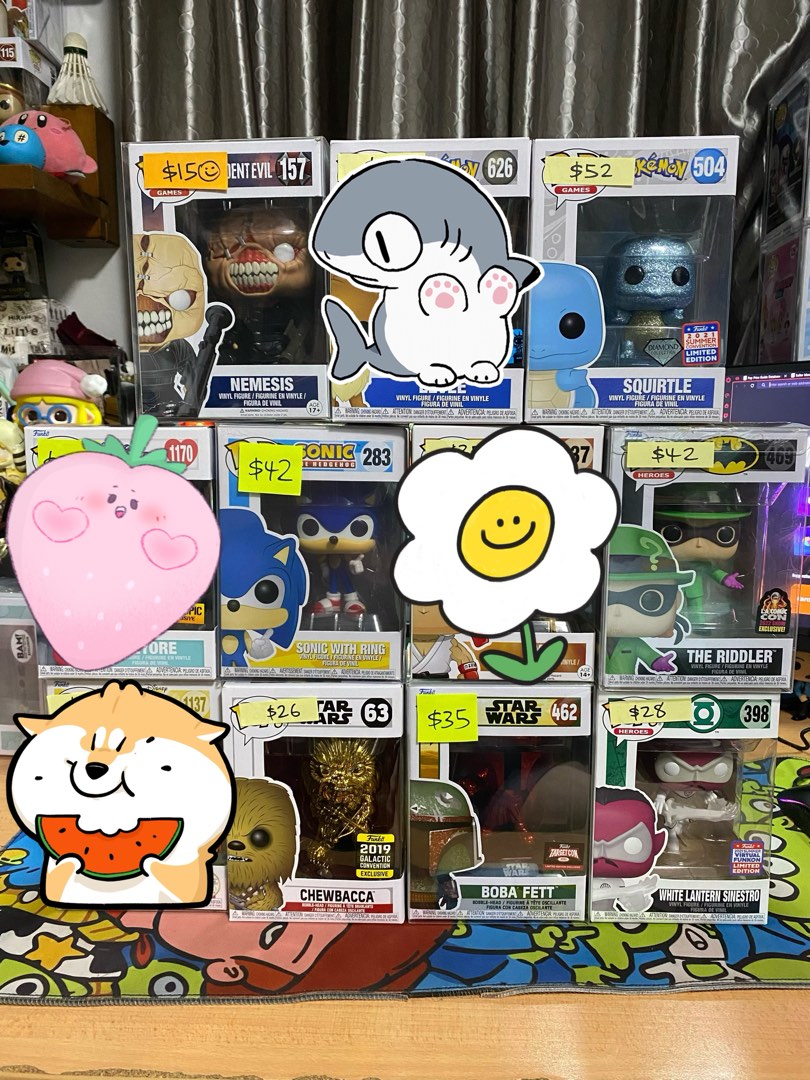 Funko Pops - Resident Evil Nemesis, Pokemon Diamond Squirtle, Sonic ...