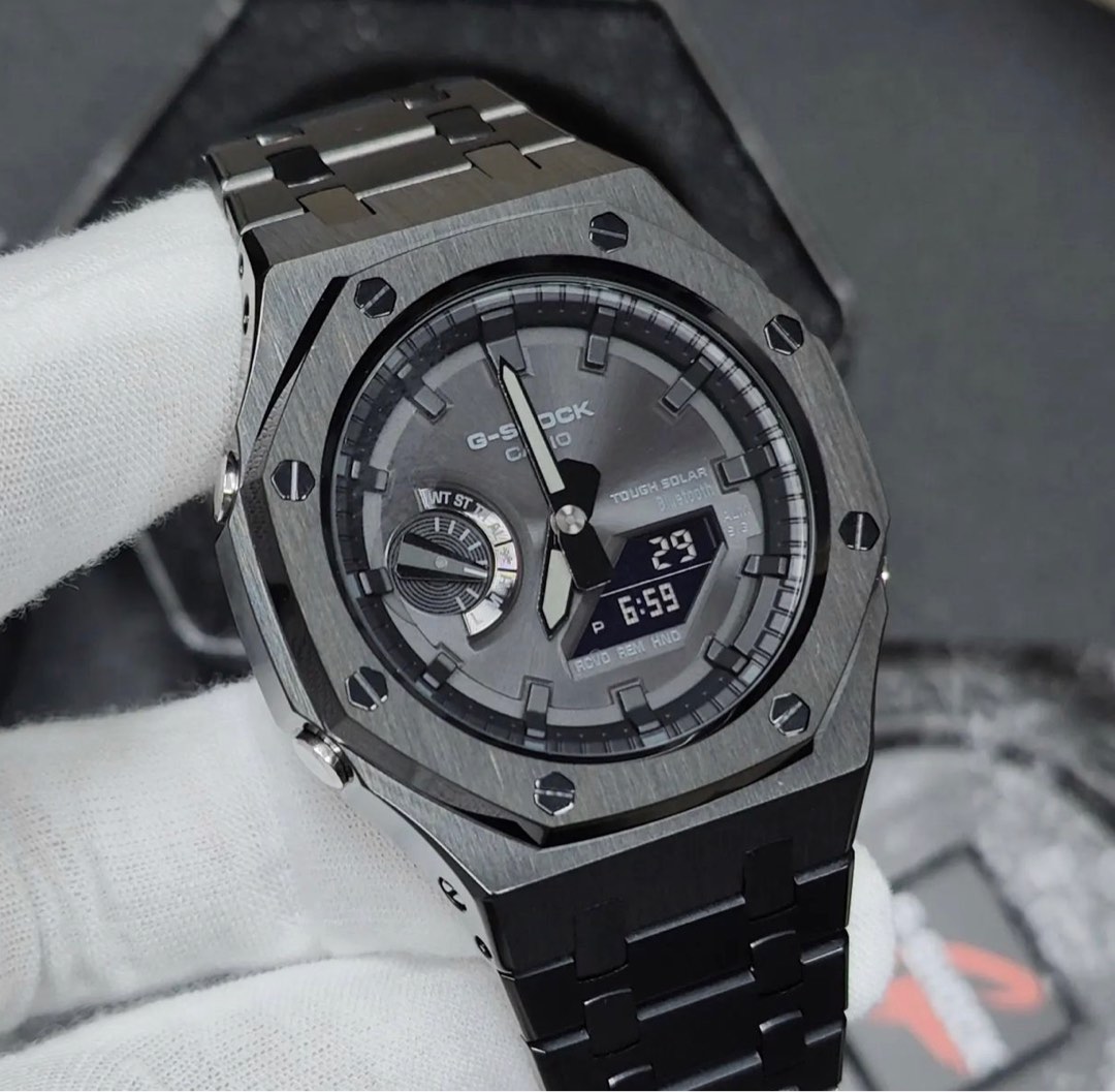 G Shock Casio GAB2100 ga2100 ga2110 black custom mod casioak, Men's ...