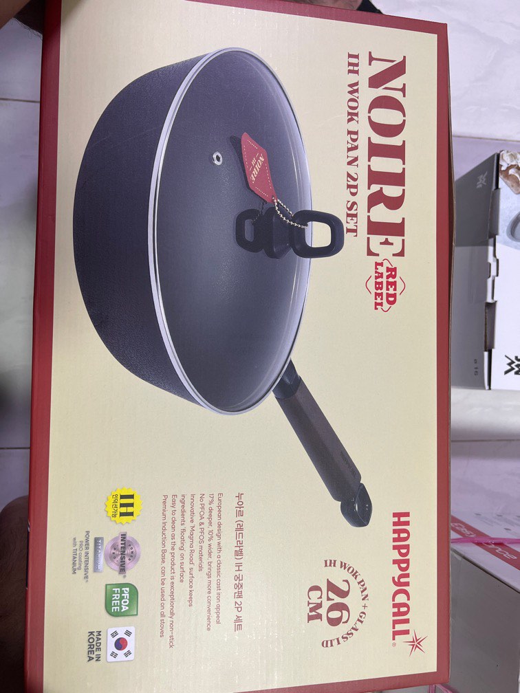 Happycall Noire Red Label 1H Wokpan 2P set 26cm, Furniture & Home ...
