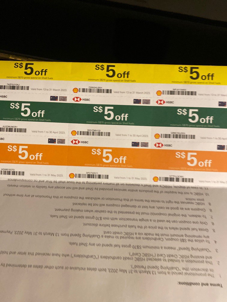 HSBC Shell Voucher, Tickets & Vouchers, Vouchers on Carousell