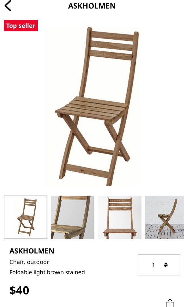 Ikea Askholmen Outdoor Chair, Furniture & Home Living, Furniture ...