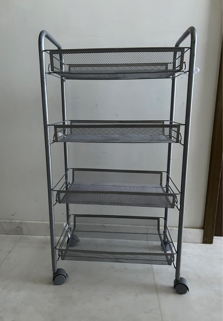 Kitchen Trolley 4-Tier Rack with wheels on floor, Furniture & Home ...