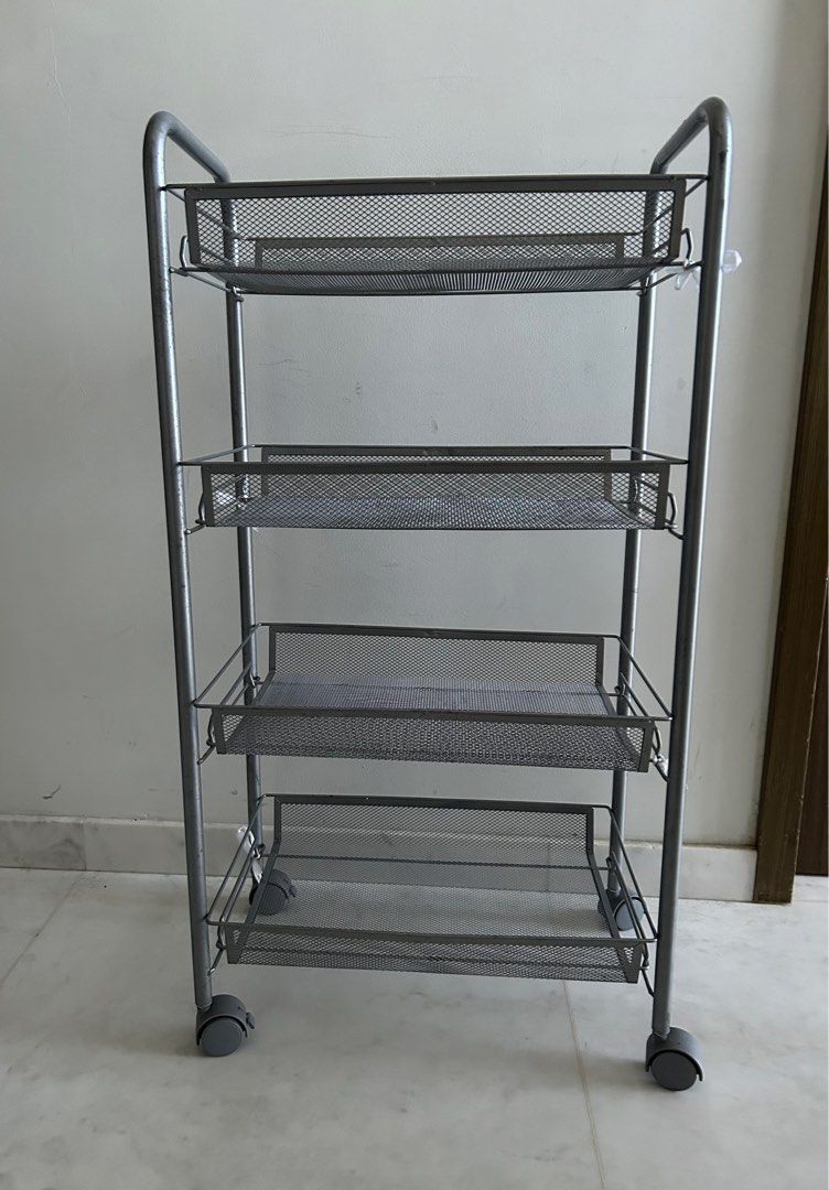 Kitchen Trolley 4-Tier Rack with wheels on floor, Furniture & Home ...