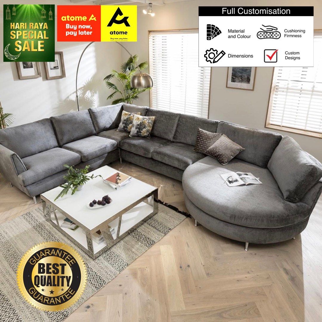 Length 160cm Designer Curve Round Chaise Maxim Sofa Available in High ...