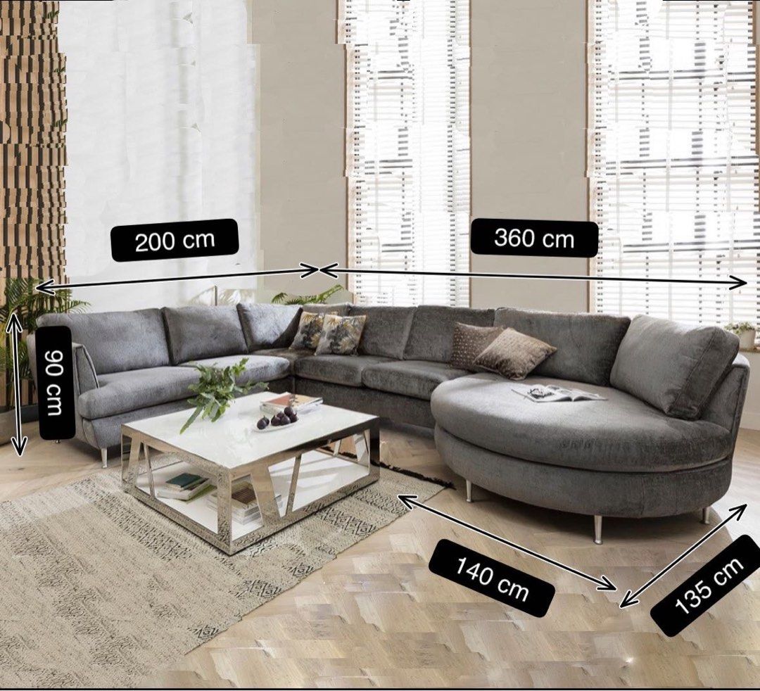 Length 160cm Designer Curve Round Chaise Maxim Sofa Available in High ...