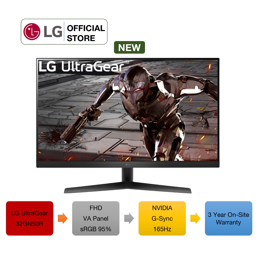 LG 32GN50R-B UltraGear FHD 32-Inch Gaming Monitor VA 1ms (GtG) with HDR ...