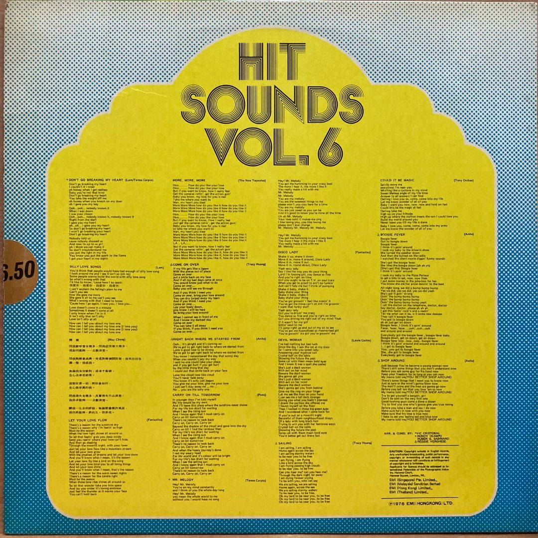 LP 黑膠唱片 EMI Hit Sounds Vol.6 Teresa Carpio George Lam May Cheng ...