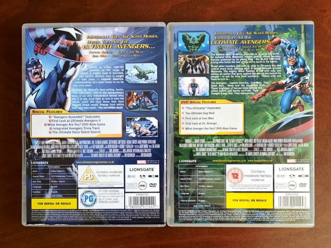 Marvel Animated Features : Ultimate Avengers & Ultimate Avengers 2 DVDs ...