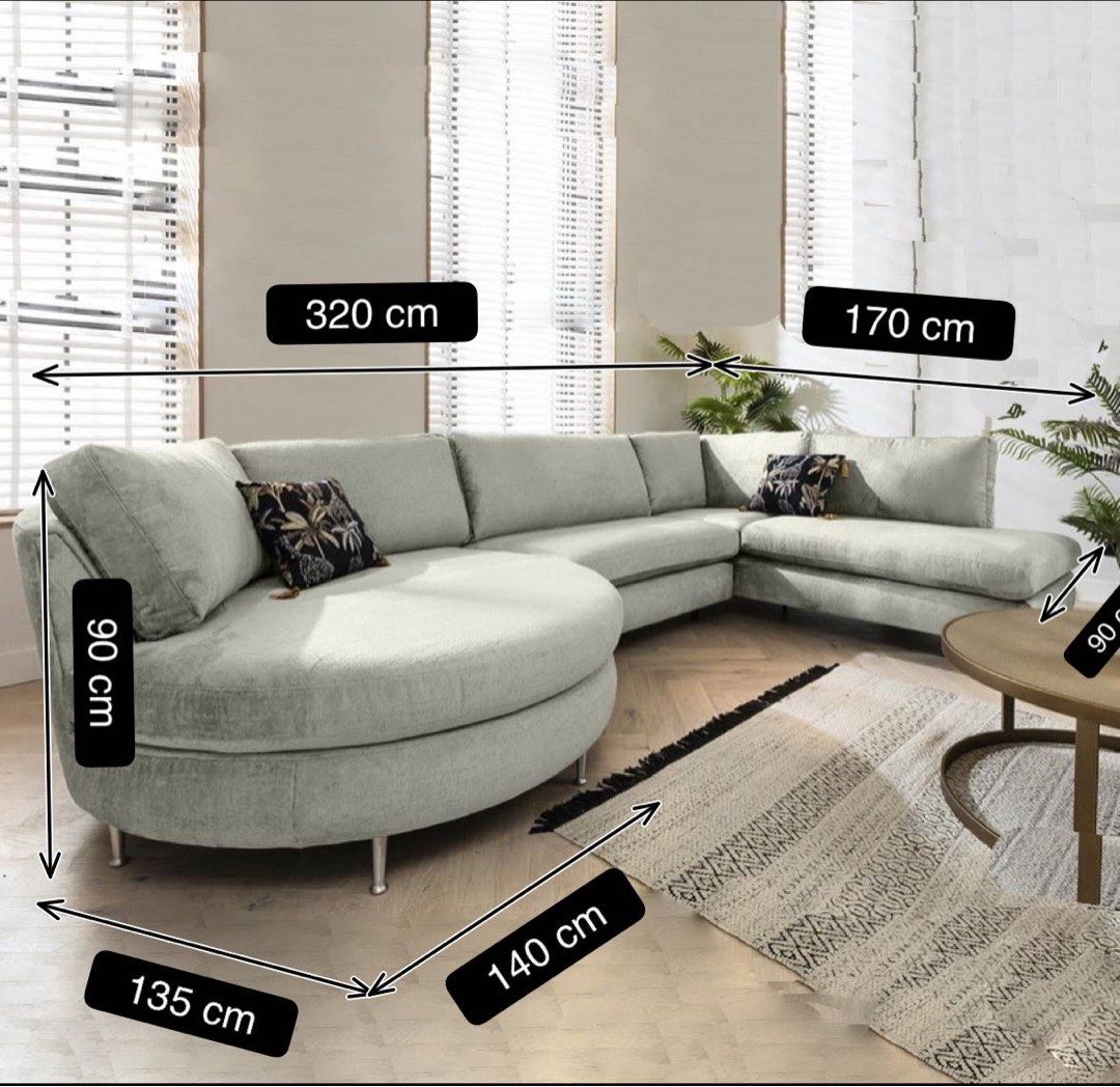 Maxim Length 160cm Designer Curve Round Chaise Sofa Available in High ...