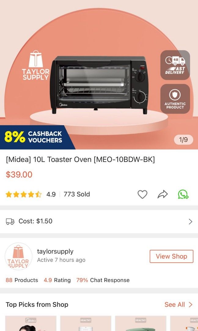 Midea 10L Toaster Oven [MEO-10BDW-BK] Display Set $25, TV & Home ...