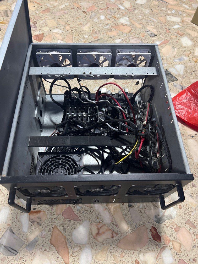 Mining Rig - cabinet with asus muti gpu board + processor + memory ...