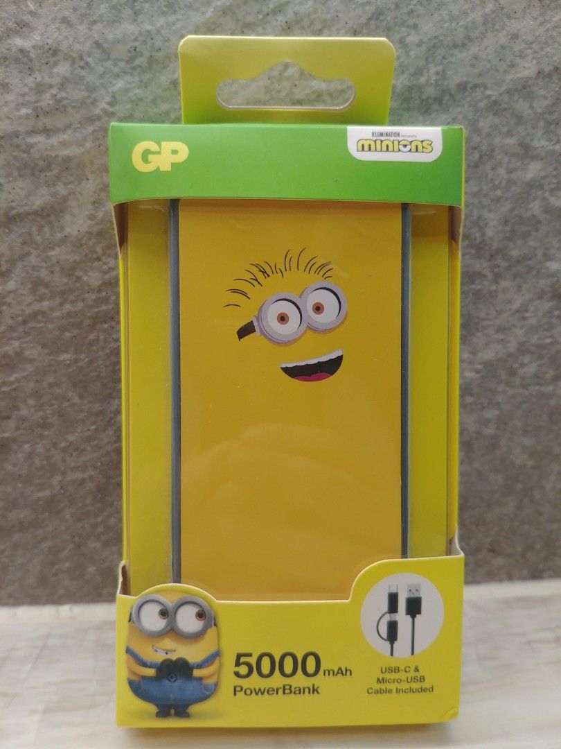 Minions x GP 5000mAh Powerbank, 手提電話, 電話及其他裝置配件, 電池及充電器 - Carousell
