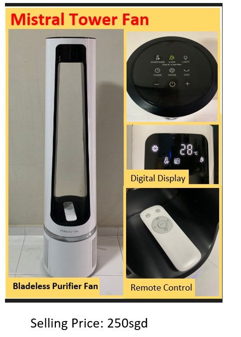 Mistral Blade Free Fan with air purifier, Furniture & Home Living ...