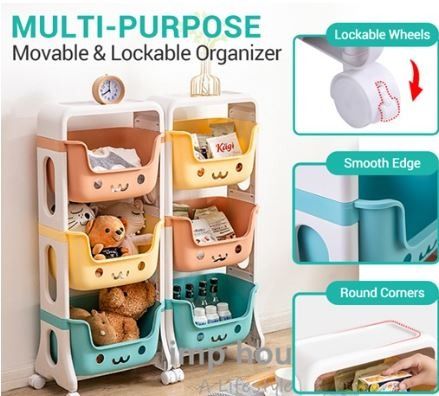 Multi-Purpose Storage Trolley Organizer with lockable wheel Toy ...