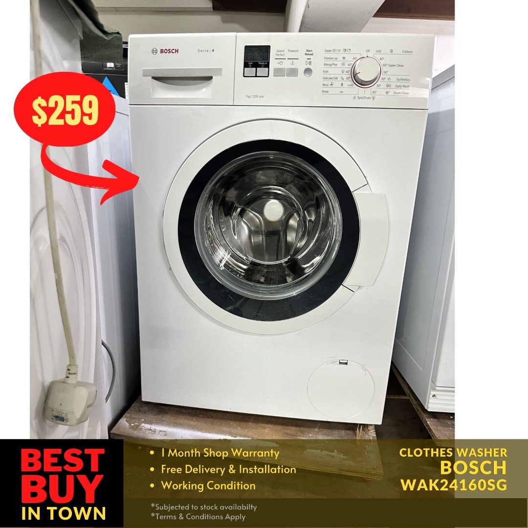 MUST BUY! BOSCH 7KG Front-Loader Washing Machine WAK24160SG-1, TV ...