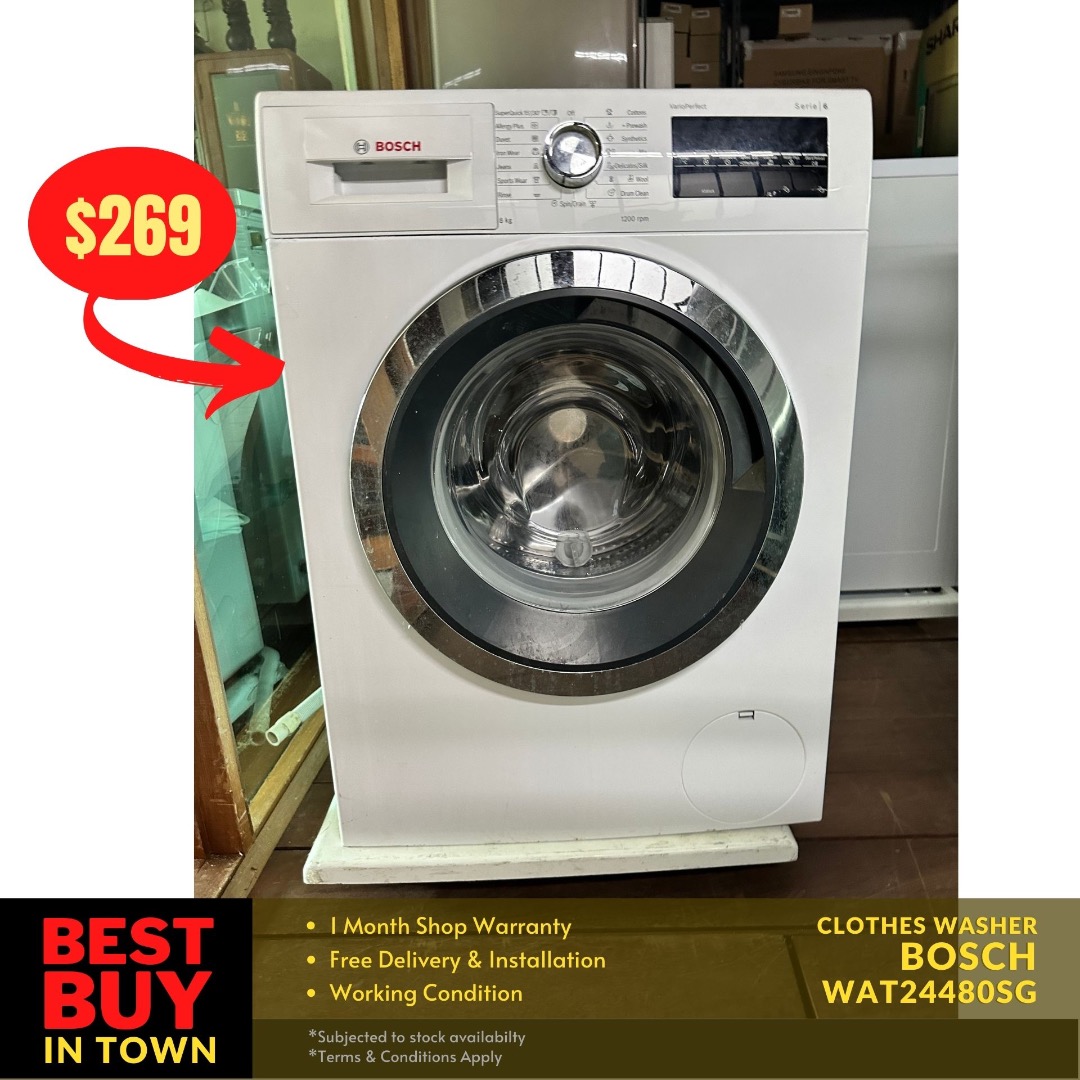 MUST BUY! BOSCH 8KG Front Load Washing Machine WAT24480SG-1, TV & Home ...