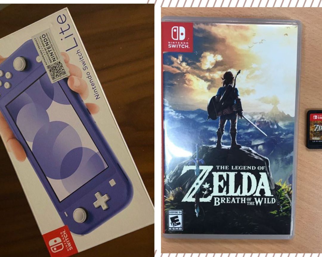 Nintendo switch lite dark blue and zelda breath of the wild, Video ...