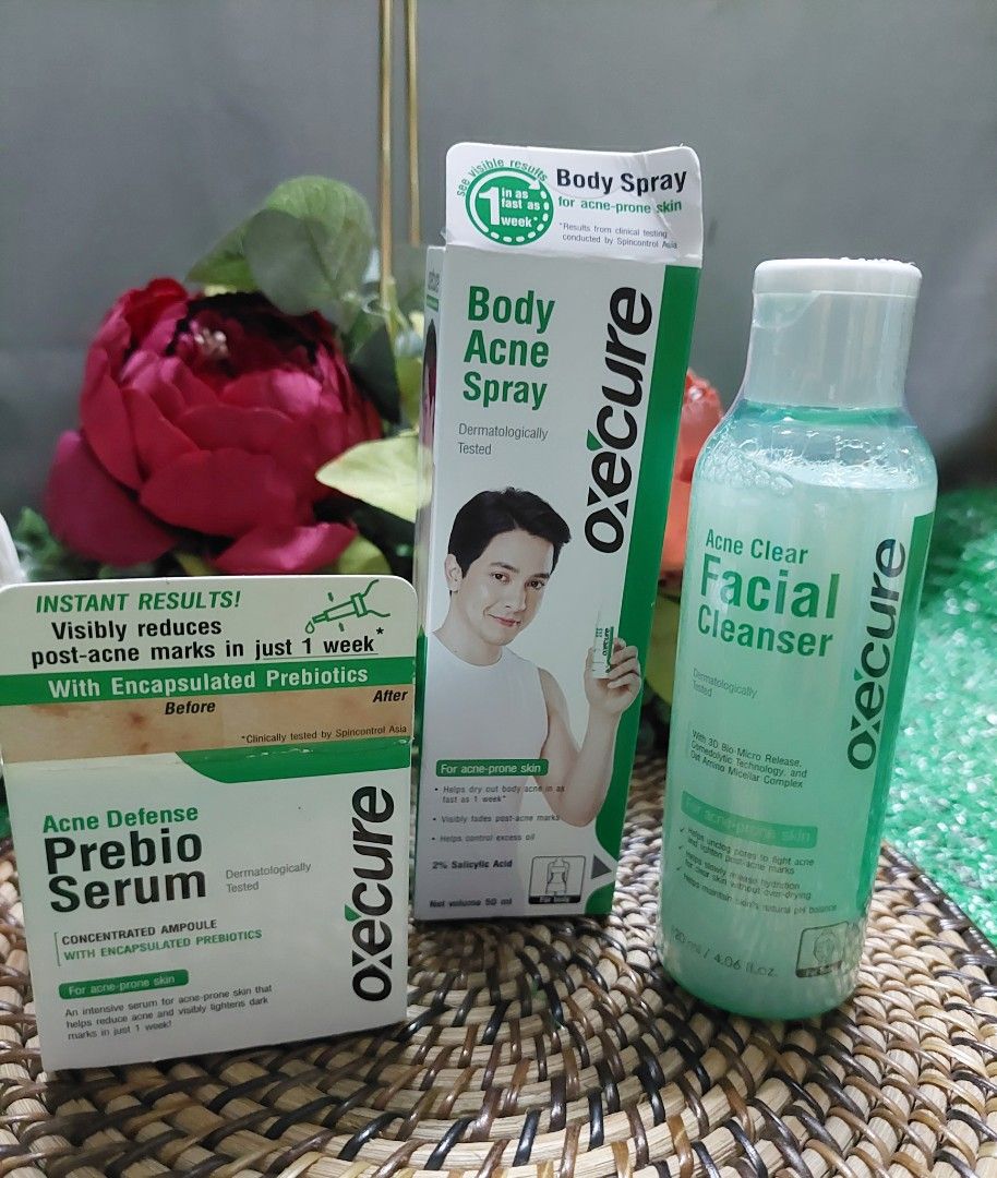 OXECURE Acne Clear Facial Cleanser 120ml Body Acne Spray 50ml Acne ...