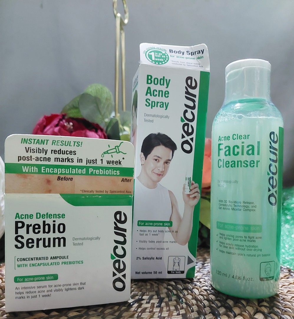 OXECURE Acne Clear Facial Cleanser 120ml Body Acne Spray 50ml Acne ...