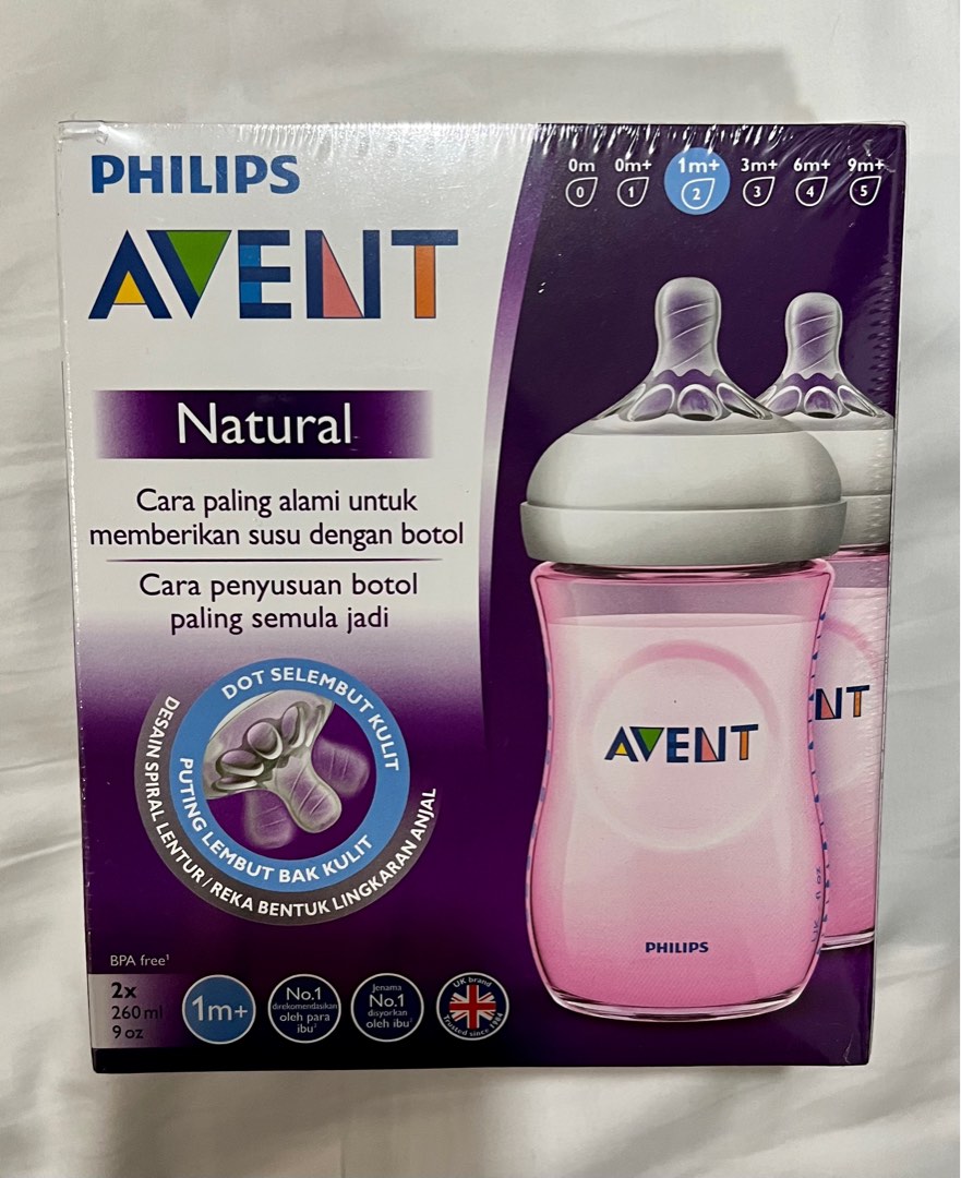 Philips Avent Natural Bottle Pink Twin 2x260ml 9oz, Babies & Kids ...