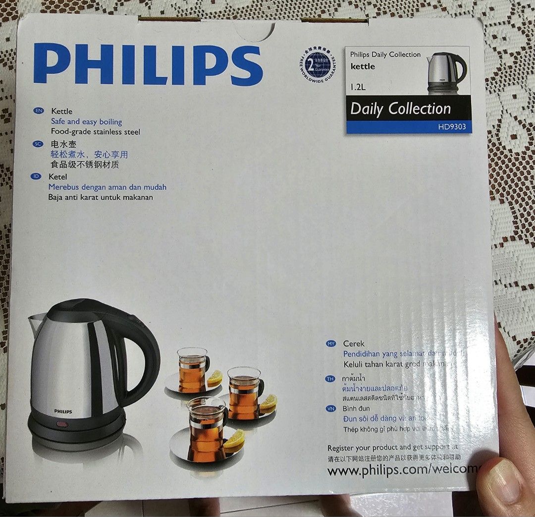 Philips kettle 1.2L HD9303, TV & Home Appliances, Kitchen Appliances ...