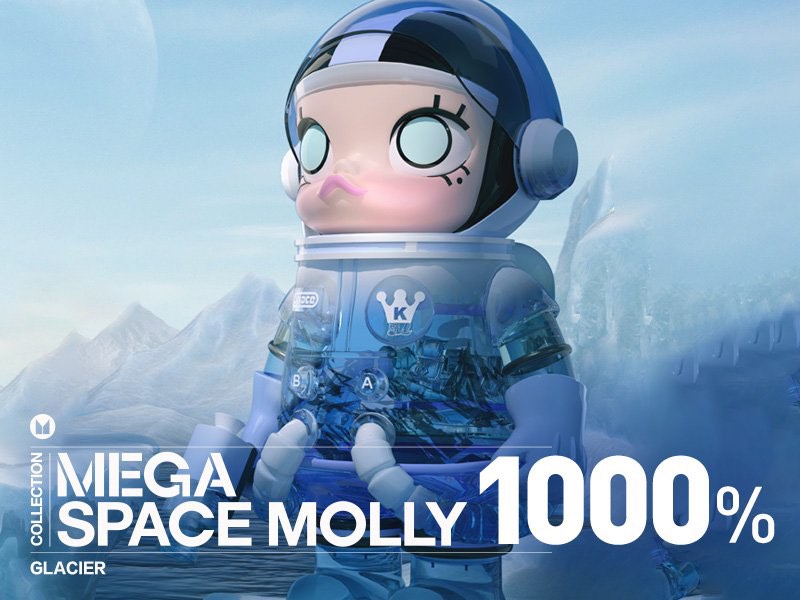 Pop Mart Mega Space Molly 1000% Glacier, Hobbies & Toys, Toys & Games ...