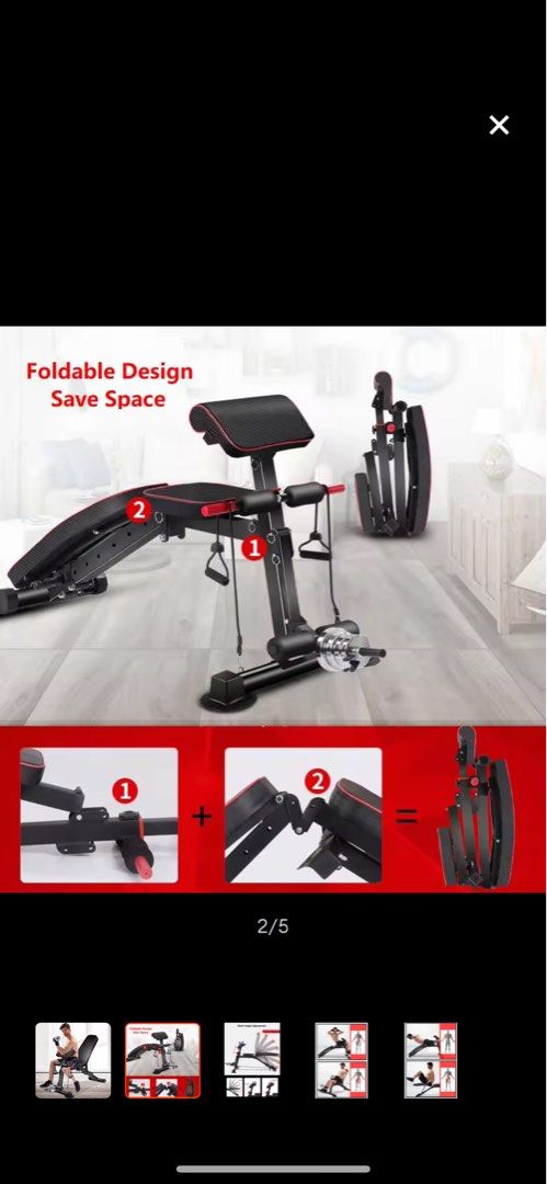 Premium Foldable Gym Bench, Sports Equipment, Exercise & Fitness ...