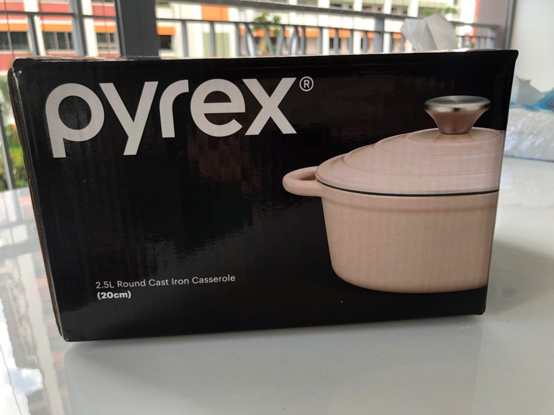 Pyrex 2.5L Round Cast Iron Casserole, Furniture & Home Living ...