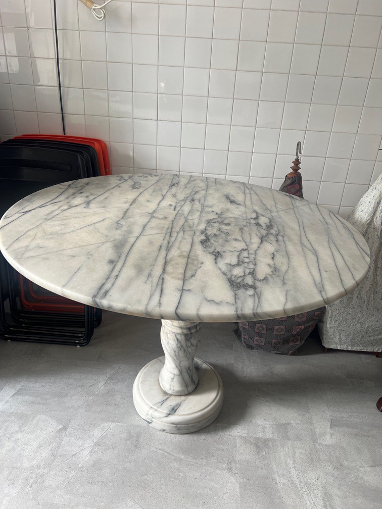 Rare Vintage Round Marble Dining Table, Furniture & Home Living ...