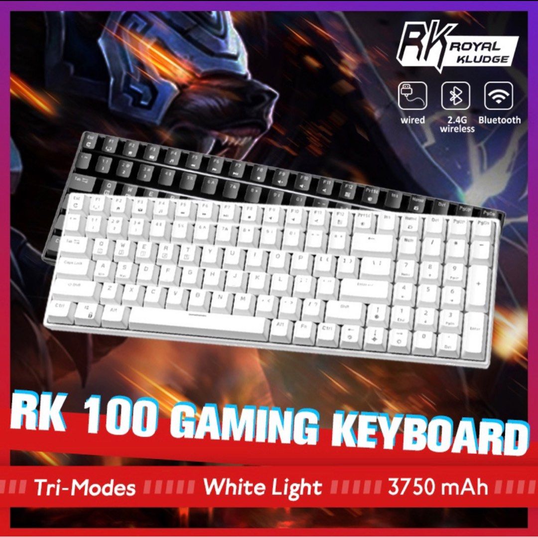 Royal Kludge RK100 white backlit Red keys, Computers & Tech, Parts ...