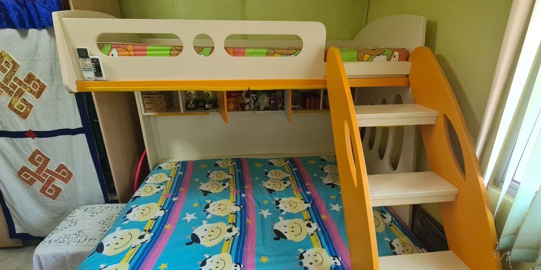 Rozel Double Decker Bed with storage compartments (upper single berth and low queen size berth ...