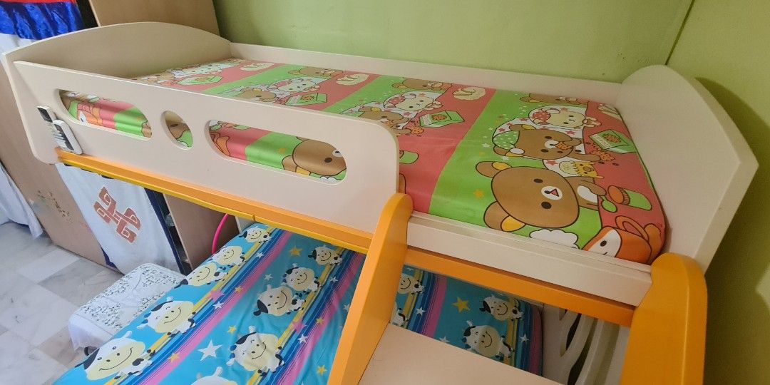 Rozel Double Decker Bed with storage compartments (upper single berth and low queen size berth ...