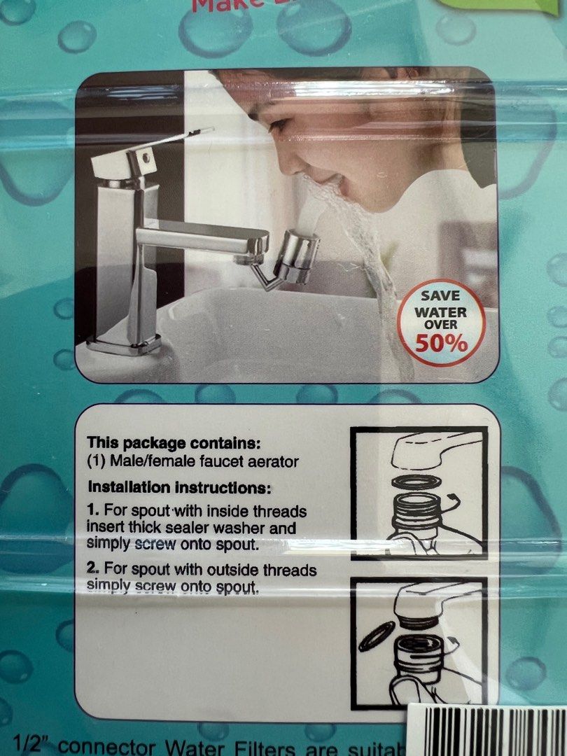 Sani-ware Water Tap Aerator 360°, Furniture & Home Living, Bathroom ...