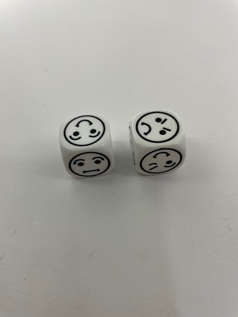 Set of 2 Emoji Dice - Game Role Play Therapy 6 Expressive Faces ...