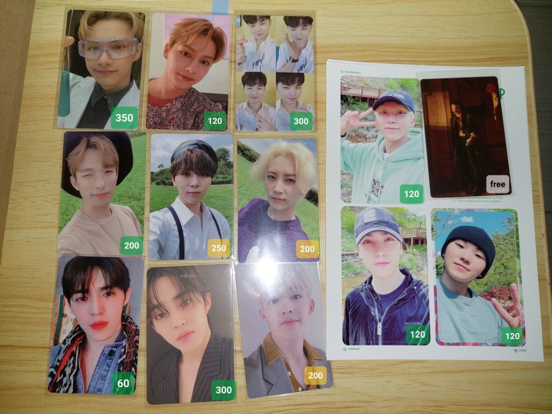 SEVENTEEN PHOTOCARD SET (seungcheol jeonghan jun woozi dk seungkwan ...