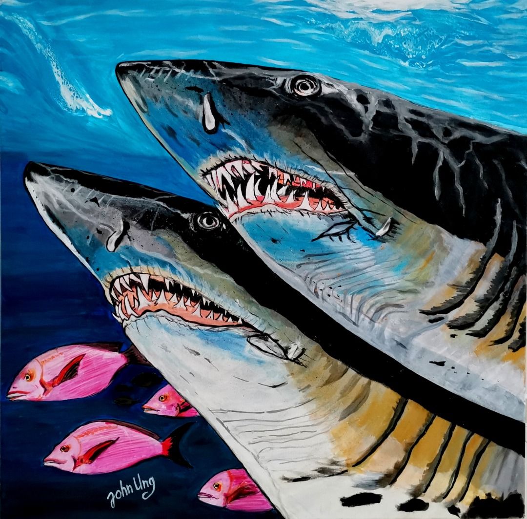 Shark Paintings Original, Hobbies & Toys, Stationery & Craft, Art ...