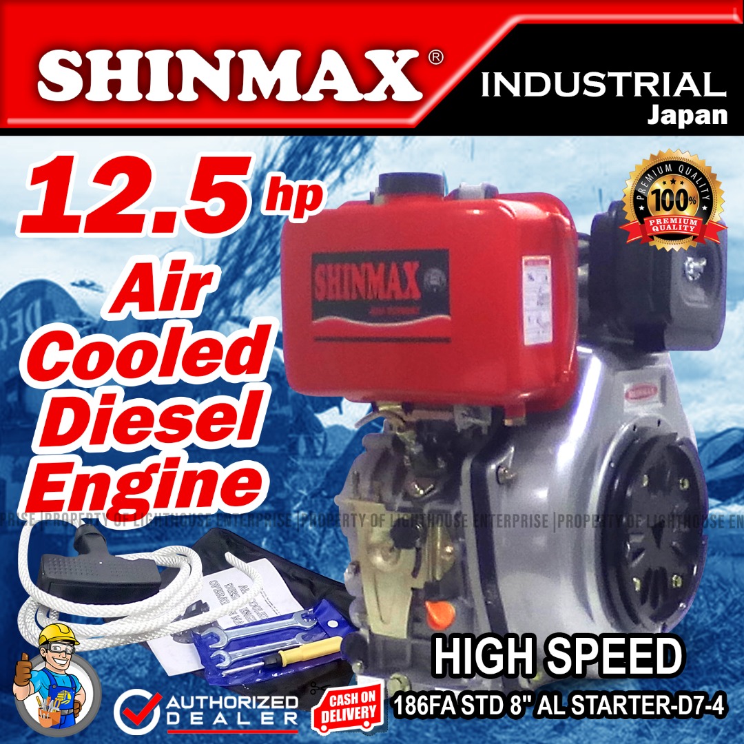 SHINMAX Air-cooled Diesel Engine 12.5HP High Speed STD with 8" AL ...