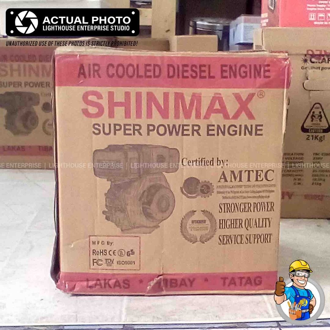SHINMAX Air-cooled Diesel Engine 7.5HP 1800rpm Low Speed Recoil Start ...