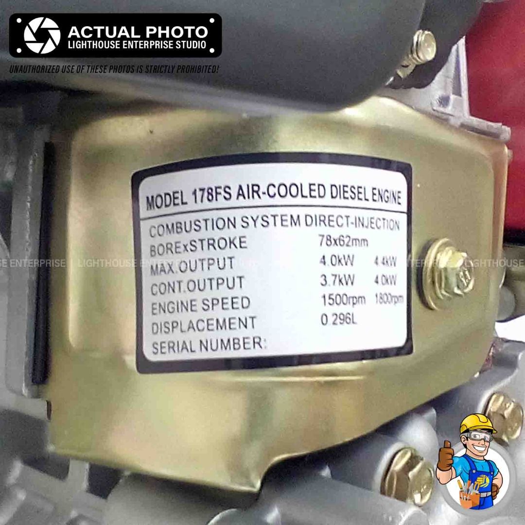 SHINMAX Air-cooled Diesel Engine 7.5HP 1800rpm Low Speed Recoil Start ...