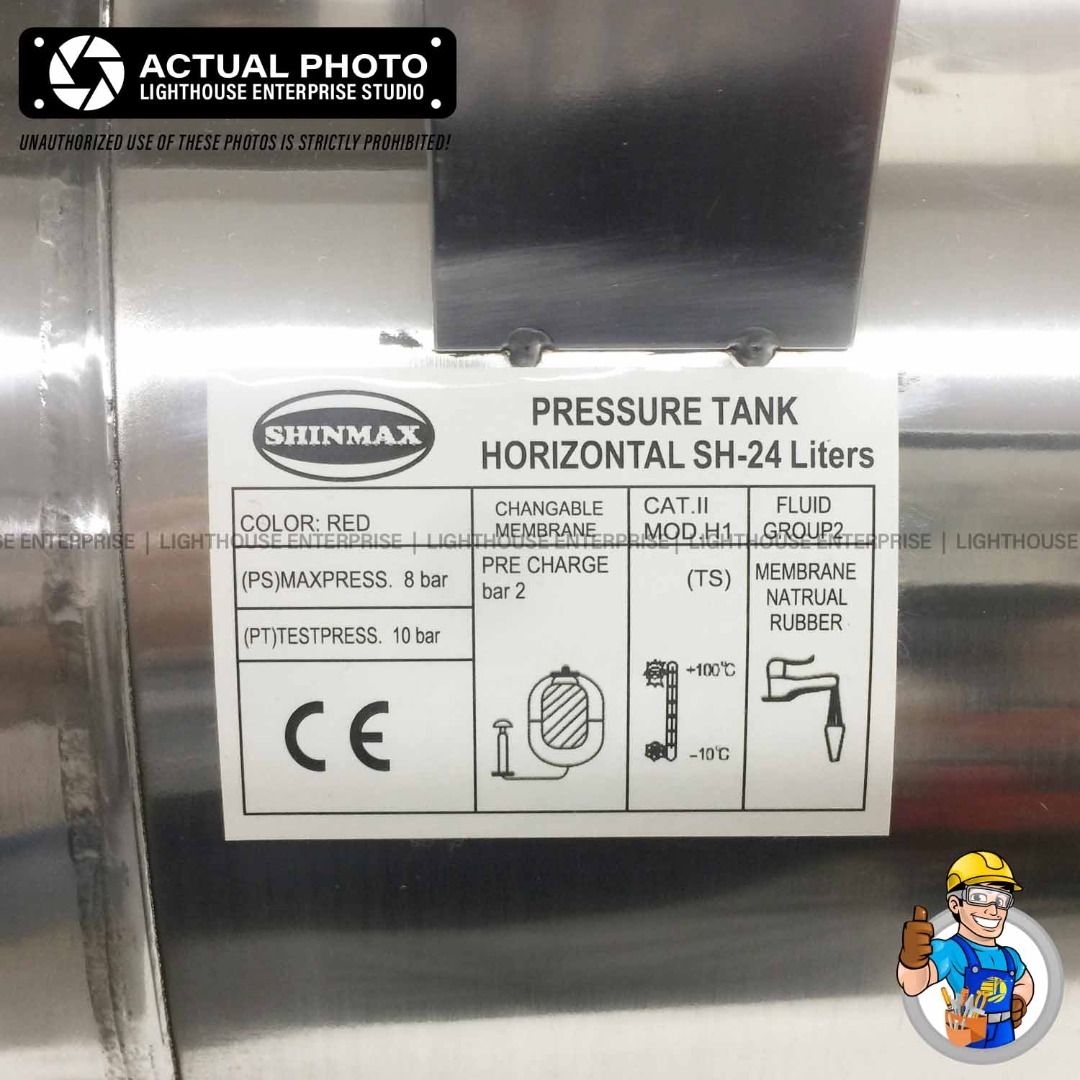 SHINMAX Japan 24L Stainless Horizontal Pressure Tank / Bladder Tank (SH ...