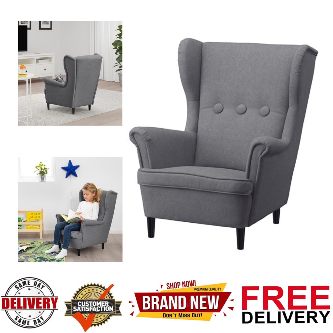 STRANDMON Children's armchair Vissle grey Armchair, Furniture & Home ...